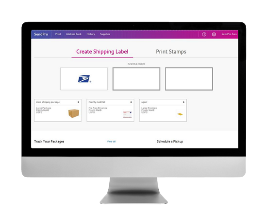 Printing a test shipping label for a parcel in SendPro Online – DMS