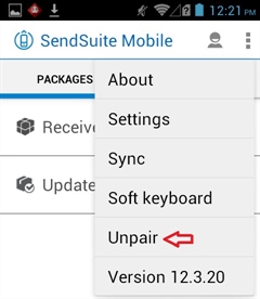 Unpairing a T747 Android handheld device used with SendSuite Tracking – DMS